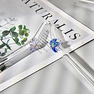 Reusable Glass Straws | 8.2'' X 8mm with Cleaning Brush | Perfect for Smoothies, Milkshakes, Juices ,Teas and Other Cold/Hot Beverages