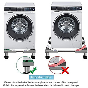 SEISSO Fridge Stand-Adjustable Washing Machine Base Stand with 4 Heavy Duty Feet Increase 7-8.6inch Height Universal Dryer Stand for Refrigerator Furniture Washing Dryer Max Load 770 LB (350 KG)