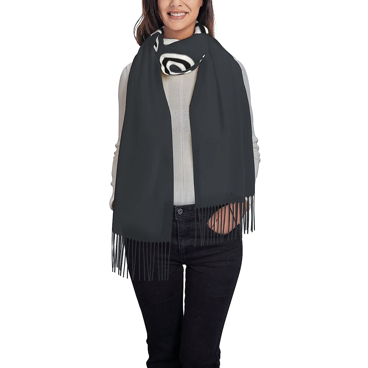 Custom Women's Scarf Winter Warm Personalized Scarf Add Picture Text Logo Custom Design Women's Shawl Black