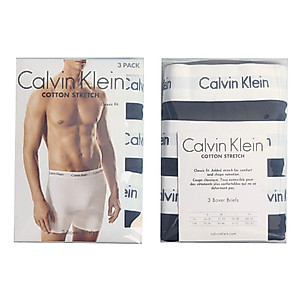 Calvin Klein Men's 3 Pack Cotton Stretch Boxer Briefs, Black, M