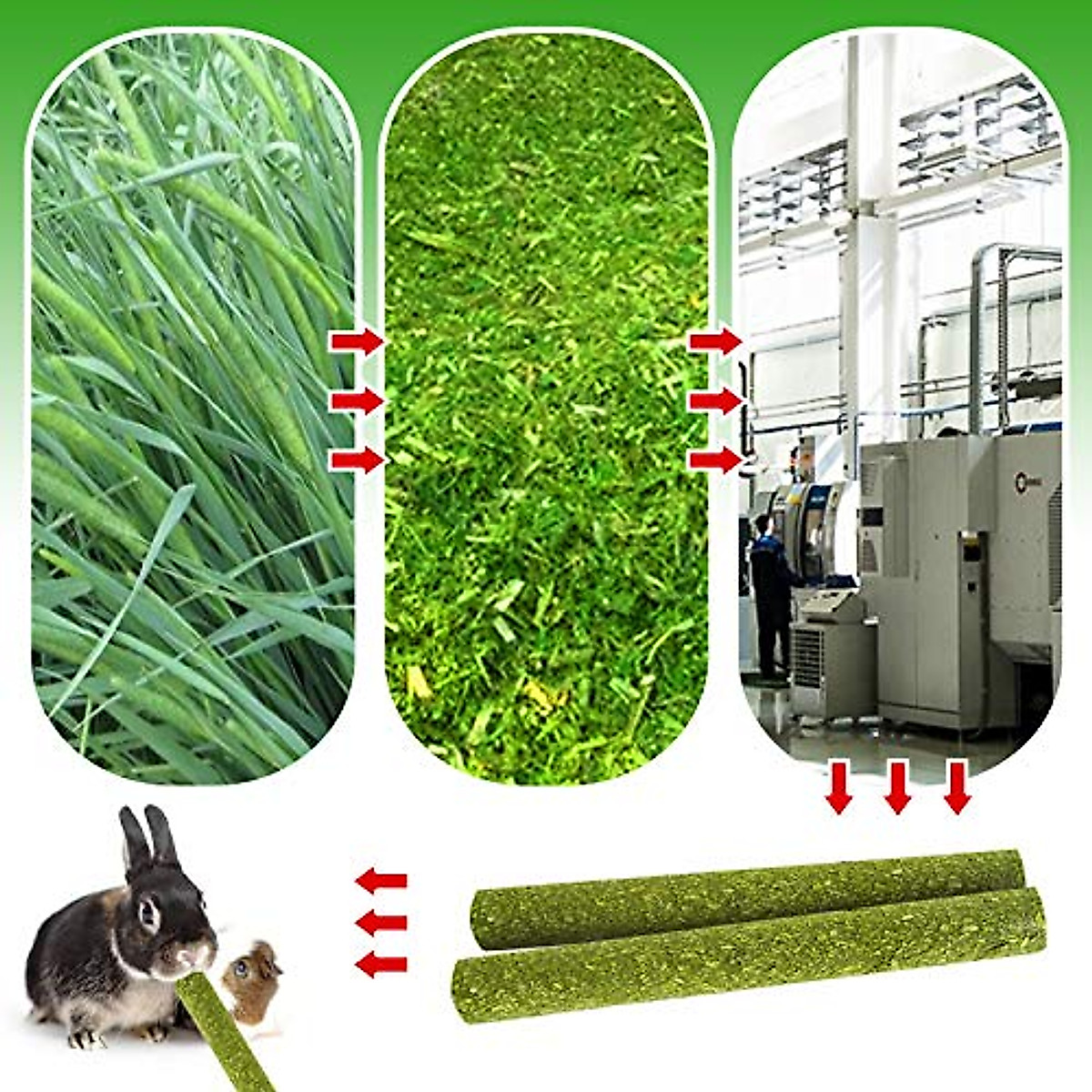 NC Timothy Hay Sticks for Rabbits Guinea Pig Hamsters Chinchilla Bunny Chew Toys for Teeth Treats Accessories