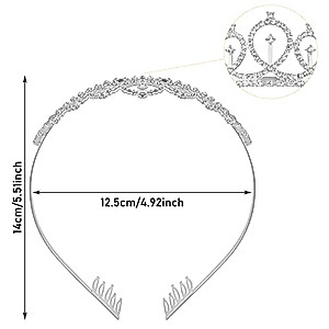 Sibba Diadems Tiaras Crown Princess Crystal Rhinestone Silver Crown Bride Wedding Headband Girls Queen Hair Accessories for Women Women Gifts Decoration Birthday Prom Holiday Costume Party Celebration