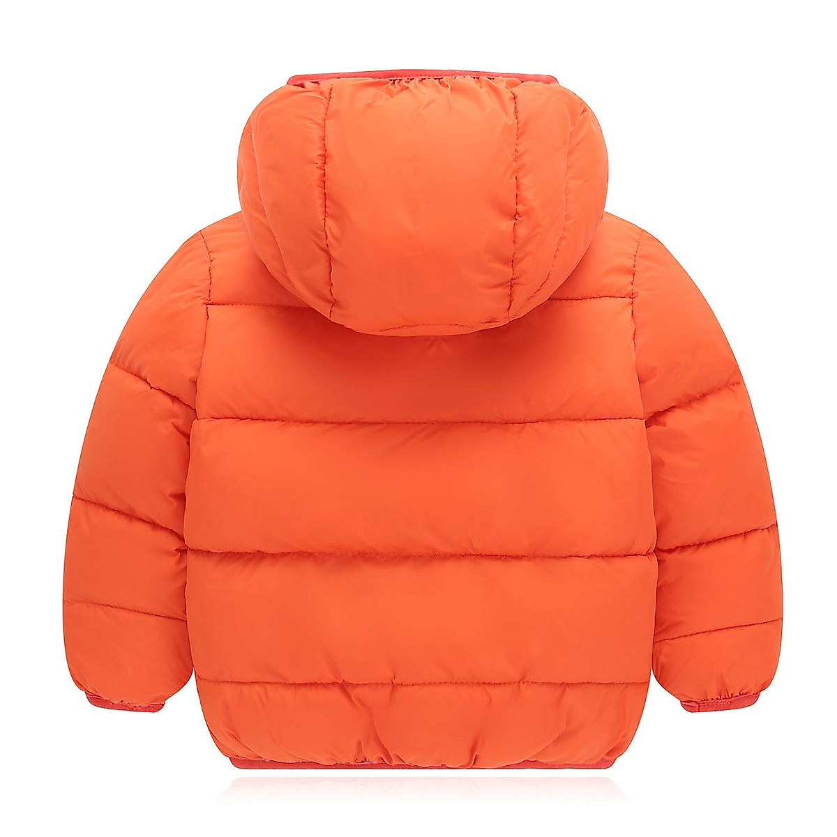 Happy Cherry Kids Winter Windproof Warm Coat Autumn Thick Fur Lined Outwear Hooded Zipper Jacket with Pockets for 2-3 Years, Orange