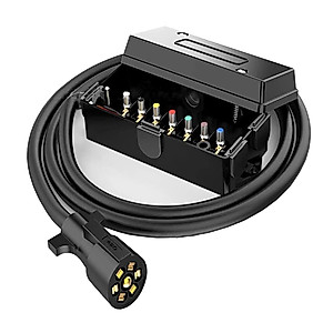 Posris 7 Way Trailer Plug Inline Trailer Cord with Junction Box for RV Trailers, Campers, Caravans, Food Trucks