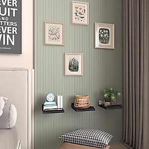 RYOFOBETTO Small Floating Shelf, 6 X 6 Inches Farmhouse Wall Shelves for Living Room, Bedroom, Picture Frames, Plants, Kitchen, Set of 3 (Black)