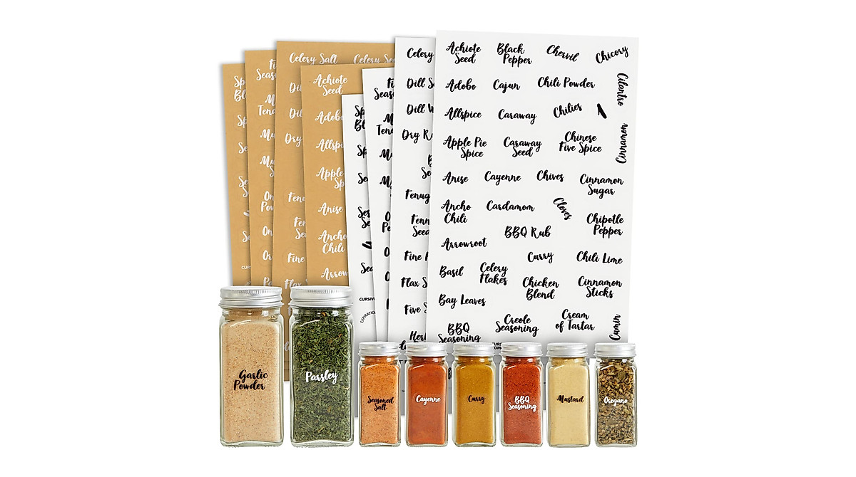 300 Preprinted Spice Labels for Organized Kitchens