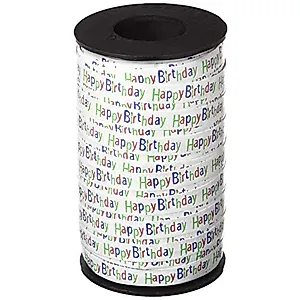Berwick 3801412 Happy Birthday Printed Curling Ribbon, 3/8-Inch Wide by 250-Yard Spool, Red/Blue/Green