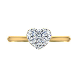 1/4 Carat Diamond Heart-Shaped Promise Ring Band in 10K Yellow Gold (Ring Size 6.25)