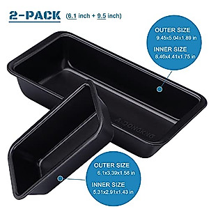 AmDONGKING Baking Loaf Pans, Nonstick Carbon Steel Bread, Cake, Brownies, Pie Pan, Kitchen Bakeware, 2-Pack, 6.1" & 9.5"