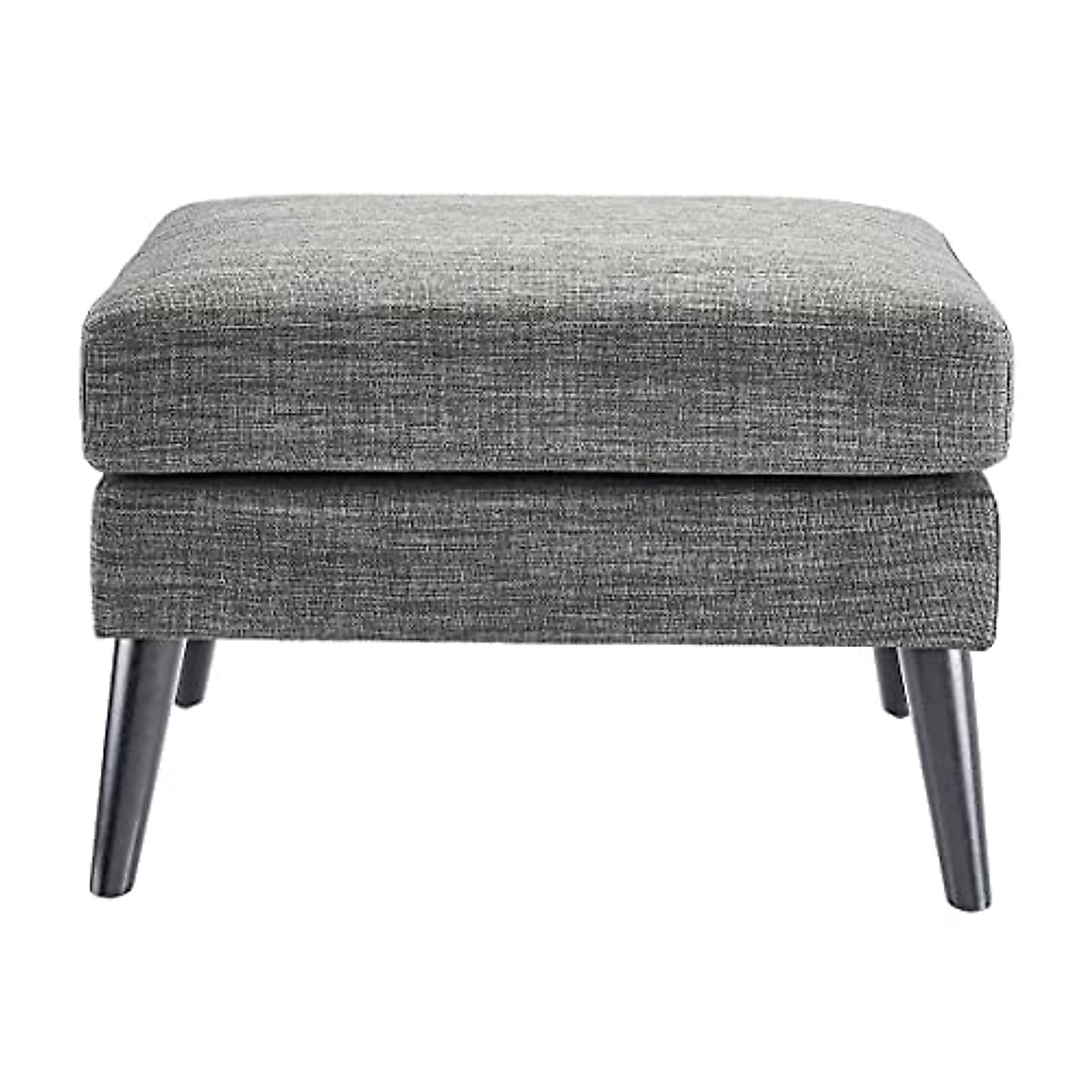 FIRST HILL FHW Dark Grey Textured Fabric Upholstered Pillowtop Ottoman with Wooden Legs,Dark Grey