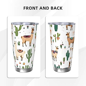 quopvn Alpaca Llama Print 20oz Car Cup Ps Material Lid, Perfect For Hot & Cold Drinks