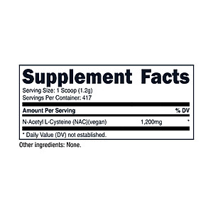 Nutricost N-Acetyl L-Cysteine (NAC) Powder 500 Grams - Vegan NAC, Non-GMO, Gluten Free