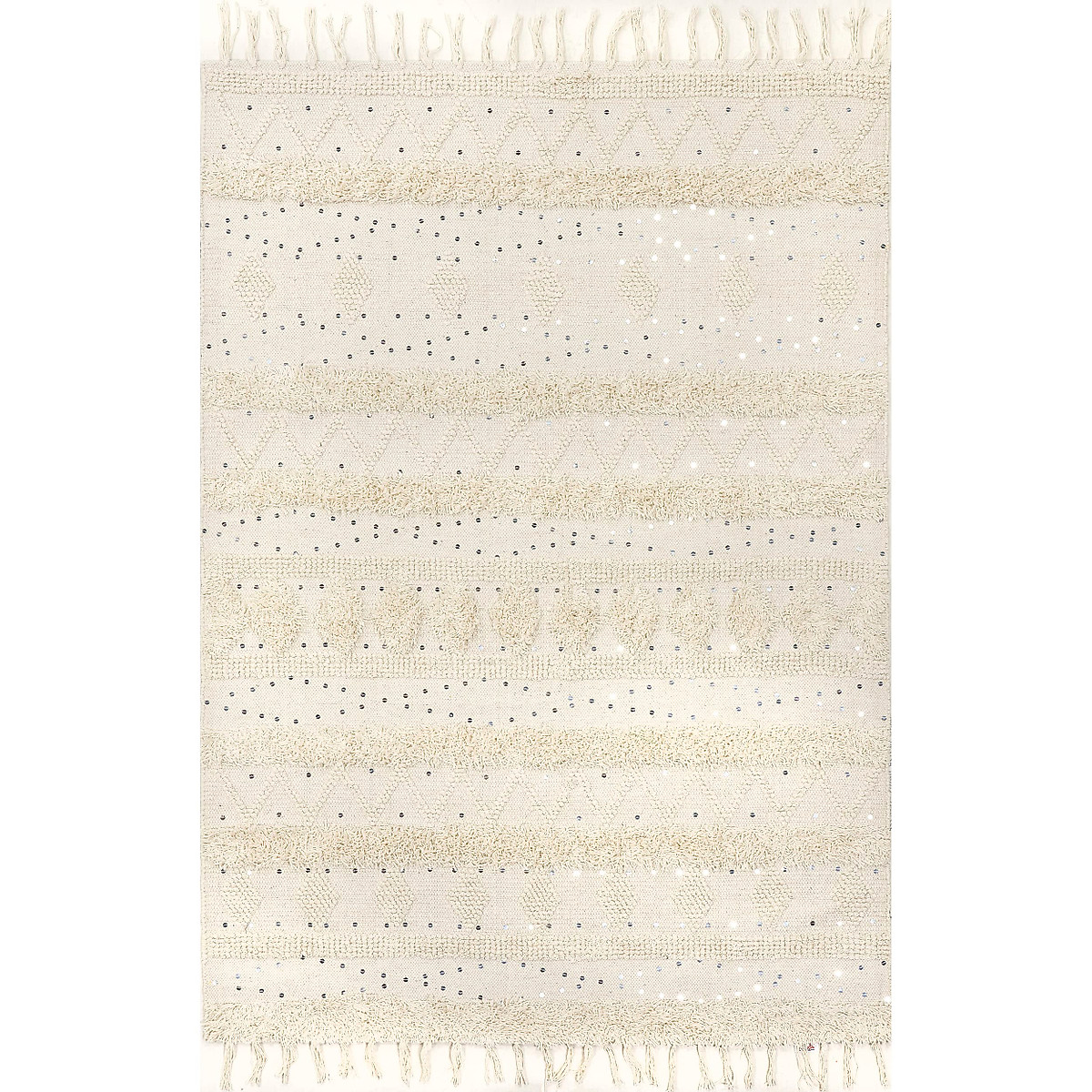Rugs USA x Arvin Olano Chandy Textured Wool Area Rug, 5x8, Cream