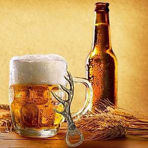 LKKCHER Deer Antler Beer Bottle Opener Stag Gifts for Women Men Wife Husband Girlfriend Boyfriend Mom Dad New Home Birthday Party Wedding Lovely Novelty Sturdy Bronze Gadget Christmas Gift Present