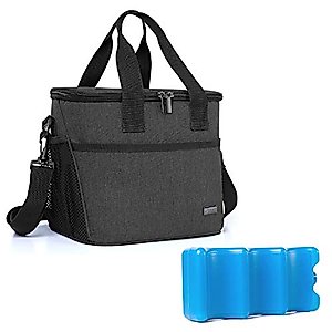 Yarwo Breast Milk Cooler Bag with Ice Pack for 6 Bottles up to 9 Ounce, Insulated Baby Bottles Tote Bag for Breastfeeding Mothers on The go,Black