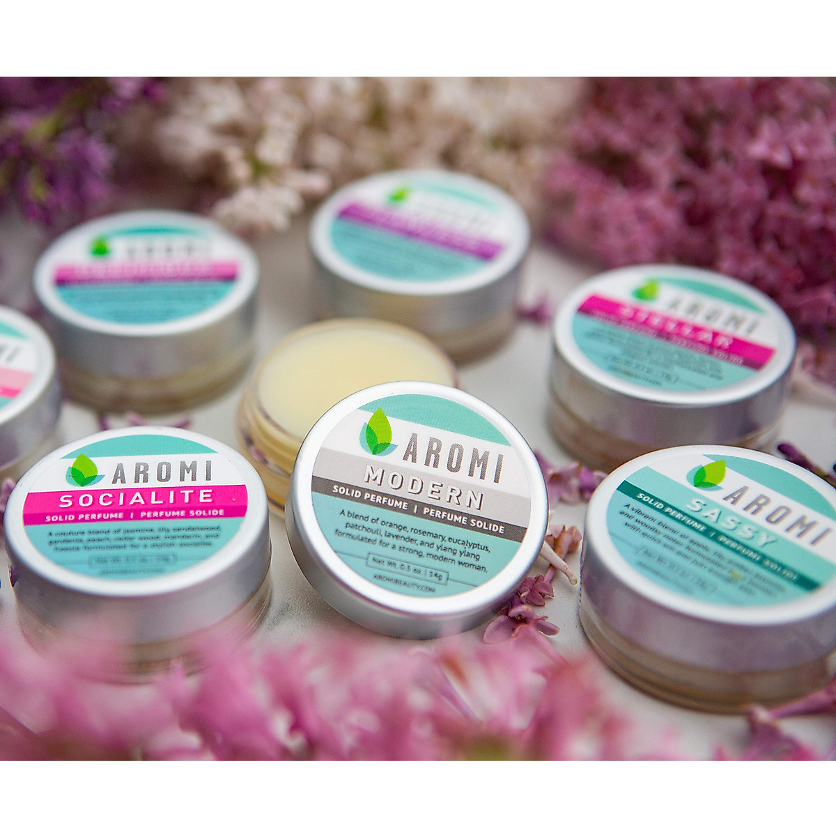 Aromi Modern Solid Perfume | Earthy Fragrance, Rosemary, Eucalyptus, & Ylang Ylang Scent, Vegan, Cruelty-free, Travel, Wax, Women’s Gift, Handmade (Modern)