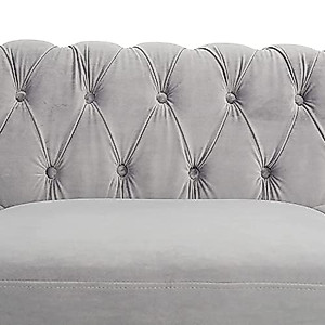 LEFHDA 84" Velvet Upholstered Chesterfield Sofa Couch, Modern 3 Seater Sofa Couch, Thicken Seat Cushions and Button Tufted Back Chesterfield Couch with Nailhead Trim Rolled Armrests, Grey