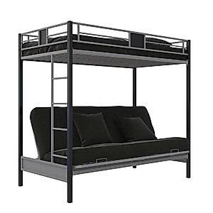DHP Silver Screen Metal Bunk Bed with Ladder, Black, Twin