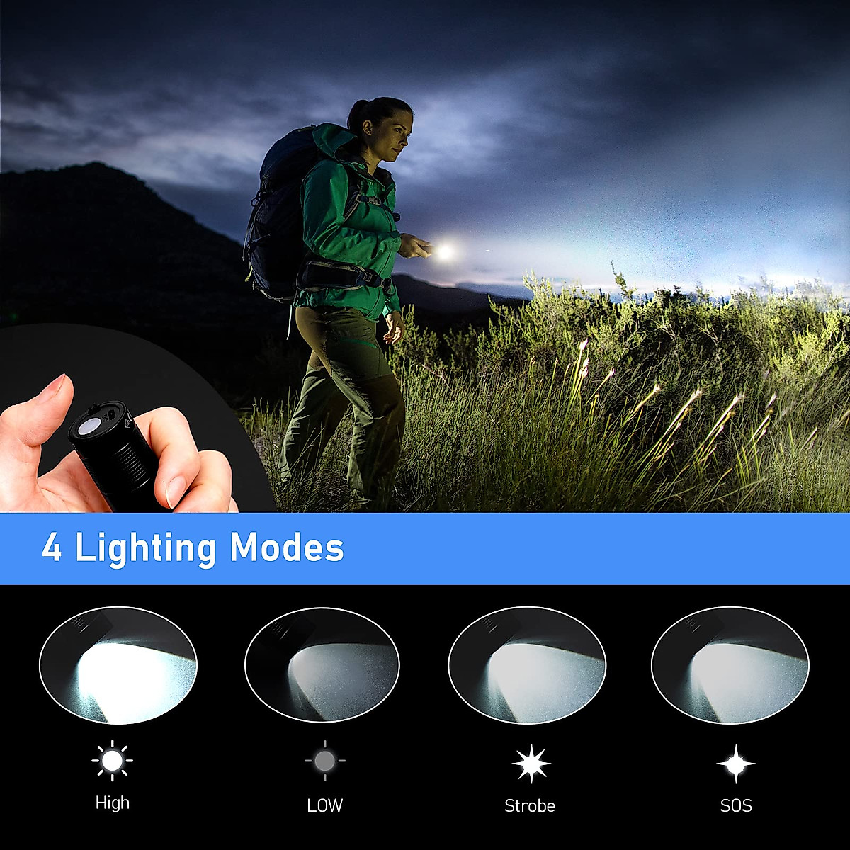 Blukar Flashlights Rechargeable, 2pk High Lumens Tactical Flashlight,Super Bright Small Flash Light-Zoomable,Adjustable Brightness,Long Lasting for Outdoors,Great Christmas Gifts Men&Women