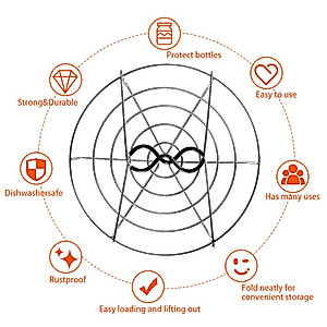 Picowe 11.7inch Canning Rack, Stainless Steel Steamer Canning Jar Rack with Silicone Handle, Canner Rack Canning Supplies Kit for Regular Wide Mouth Mason Jars Ball Jars(1 Pack)