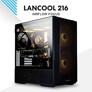 Lian Li Lancool 216 Mid-tower case with high cooling performance - Includes dual front 160MM PWM fans and 1 rear 140MM PWM fan - Airflow focused - Up to 10 fans (LANCOOL 216R-W WHITE)
