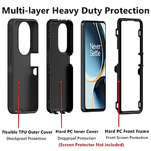 AZSXLG for Oneplus Nord N30 5G Case, Defender Case Heavy Duty Shockproof Dustproof 3 in 1 Rugged Protective Phone Cover for Oneplus Nord N30/ CE 3 Lite 5G (Black, N30)