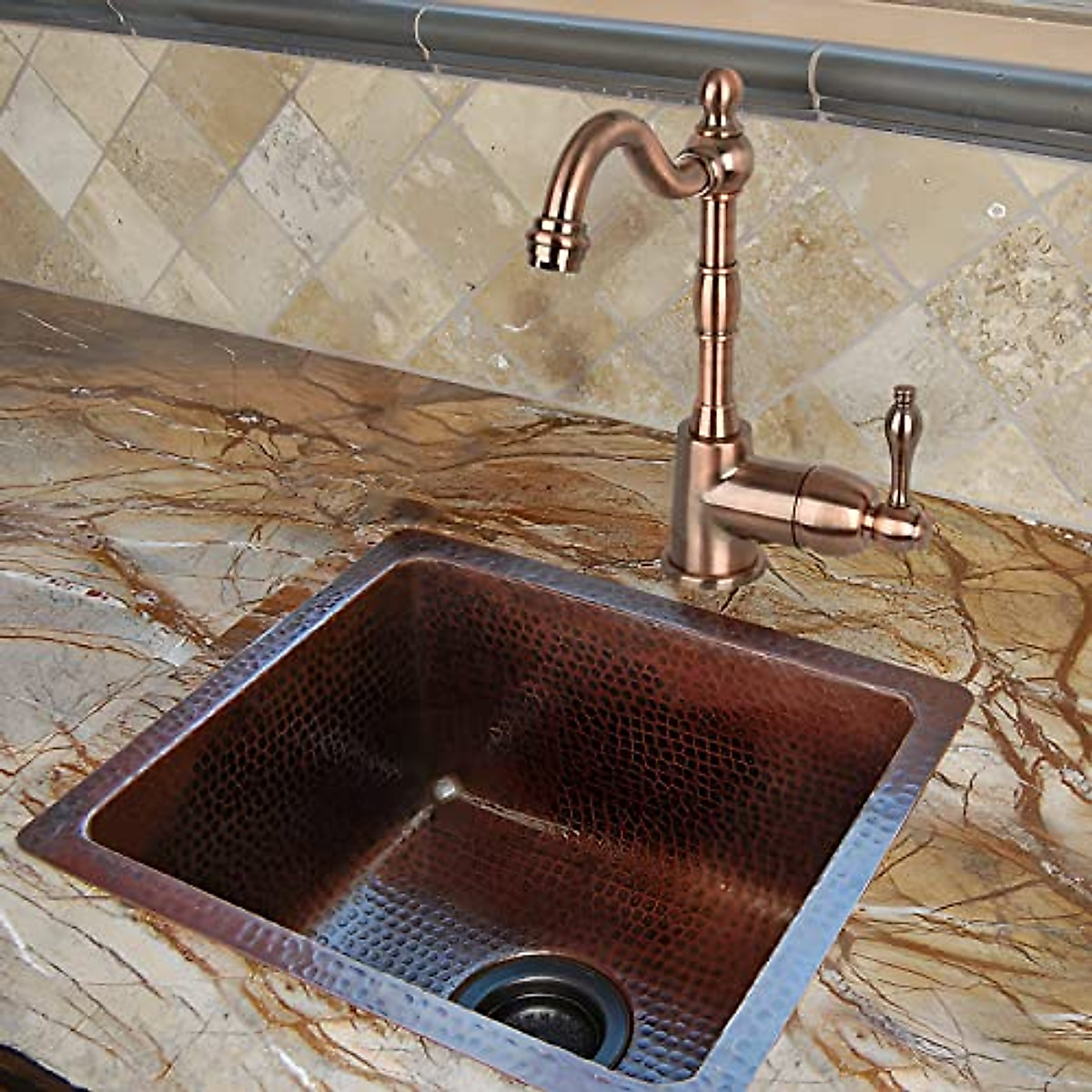 Antique Copper One-Handle Widespread Kitchen Bar Faucet - Akicon - Antique Copper