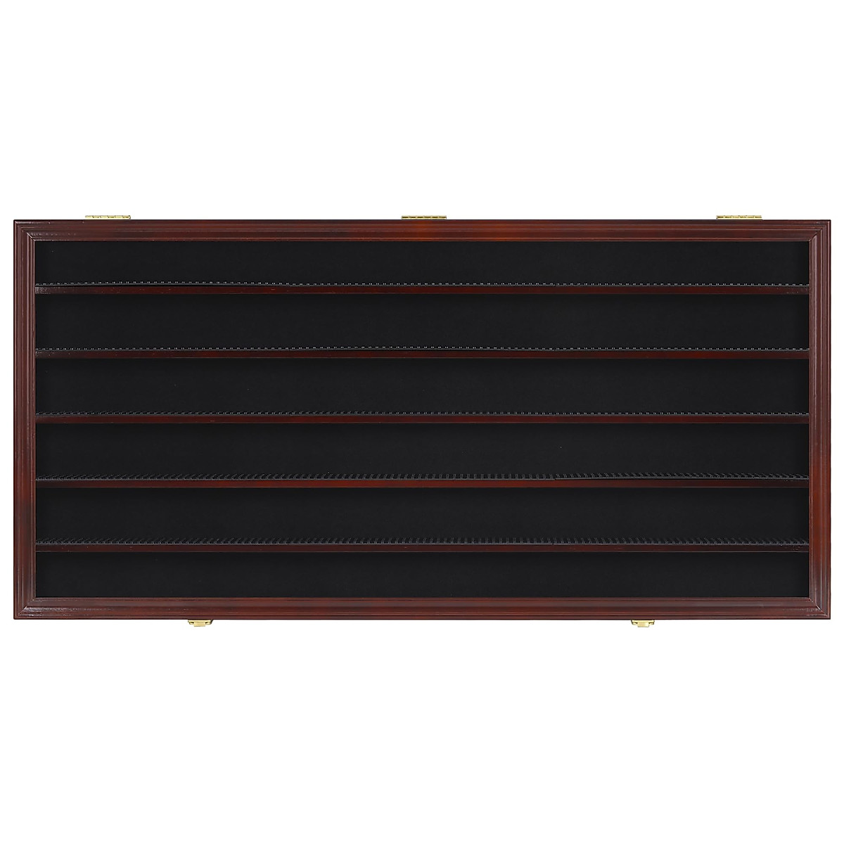 DisplayGifts Toy Minifigures Miniatures Display Case Frame Wall Cabinet Stand 200 Toys Dust Protection Mahogany Finish