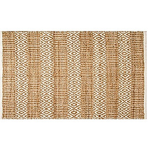 Chindi Rug,Rug 3x5',Rag Rugs,Braided Rug,3x5 Rug,Chindi Rugs,Chindi Handloom Rug 3x5',Farmhouse Area Rugs, Natural Braided Doormat for Kitchen Entryway Pets Playing Chindi Chindi Rugs - Natural/White