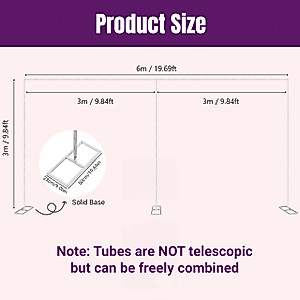 MARTEXBUY 10x20ft Backdrop Stand, Wedding Party Backdrop Stand Pipe Kit Curtain Frame, Professional Background Support, Heavy Duty Backdrop Stand for Wedding Party Celebration Photography Baby Shower