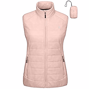 Little Donkey Andy Women’s Lightweight Puffer Vest, Packable Sleeveless Jacket for Hiking Ski Walking Soft Pink M
