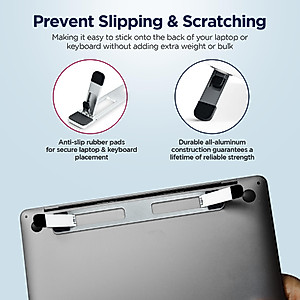 AQUUES Solutions ProRiser Self-Adhesive Non-Scratch Aluminum Laptop & Keyboard Stand for Desk, 1.75 & 3in Elevation, Adjustable Computer Stand, Laptop Riser – for Up to 20in Laptops and Keyboards