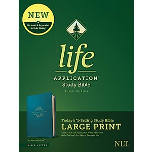 Tyndale NLT Life Application Study Bible, Third Edition, Large Print (LeatherLike, Teal Blue, Red Letter) – New Living Translation Bible, Large Print Study Bible for Enhanced Readability