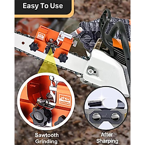 Freeyou Chainsaw Sharpener, Chainsaw Sharpening Jig Kit with Tungsten Burr and Portable Storage Bag, Hand-Cranked Sharpening Tool for 8-22 inches Chain Saws and Electric Saws. (Tungsten Burr)