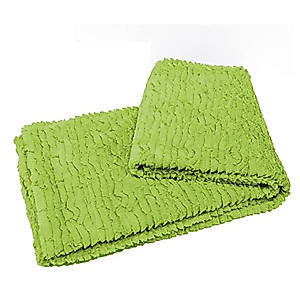 BYTIDE Cloud Striped Oversized Faux Fur Plush Throw Blankets with Rippled/Pleated Design, Super Soft Warm Cozy Fluffy Fuzzy Luxury Throw for Couch Sofa Chair Bed Cover, 60 x 70 in, Lime Green