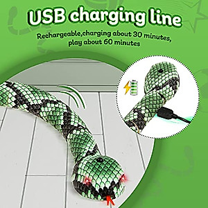 FauKait cat Toys Snake,Smart Sensing Snake cat Toy,Kitten Toys Interactive cat Toy,USB Rechargeable Electric Simulation Slithering Serpent-for Kids, Cats & Dogs,Game Play Toy