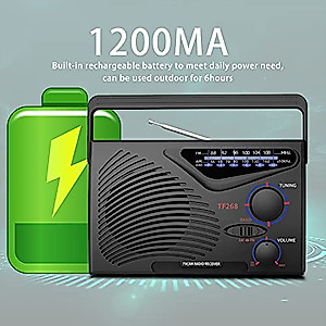 Radios Portable AM FM,Portable Radios with Rechargeable Battery,AC Power Plug in&DC-5V in,Vintage or Emergency Radio
