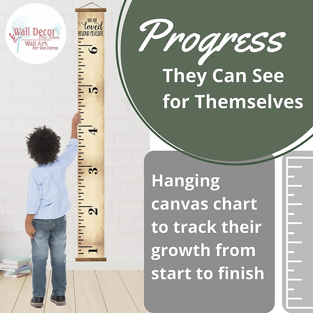 Canvas Growth Chart for Wall Nursery Decor - Gender Neutral Growth Chart for Kids - Ready to Hang Kids Height Wall Chart - Height Chart for Kids - Kids Growth Chart Wall Hanging - Growth Chart Canvas