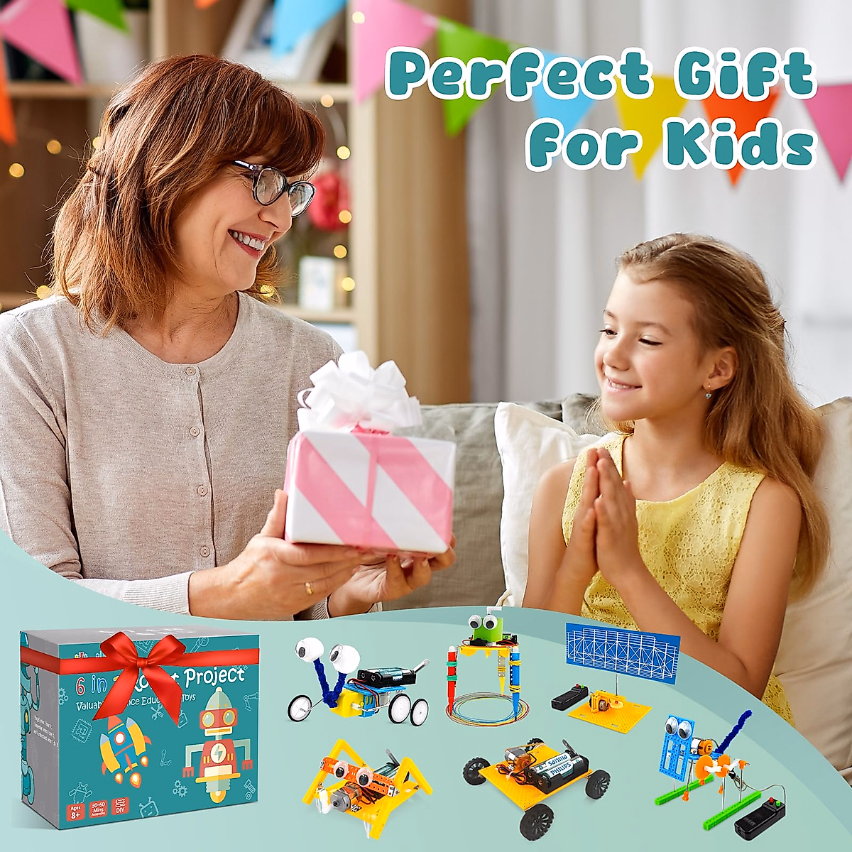 Ailiaili 6 Set STEM Projects for Kids Ages 8-12, Electronic Science Kits for Boys 6-8, DIY Engineering Robotic Stem Toy, Science Experiments Circuit Building Kits, Gift for 5 6 7 8 9 10 11 12 Year Old