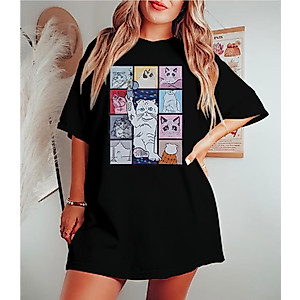 Women's Oversized T Shirts Country Music Shirts Swift Concert Outfits Funny Cat Lover Shirt Swift Fans Top Black