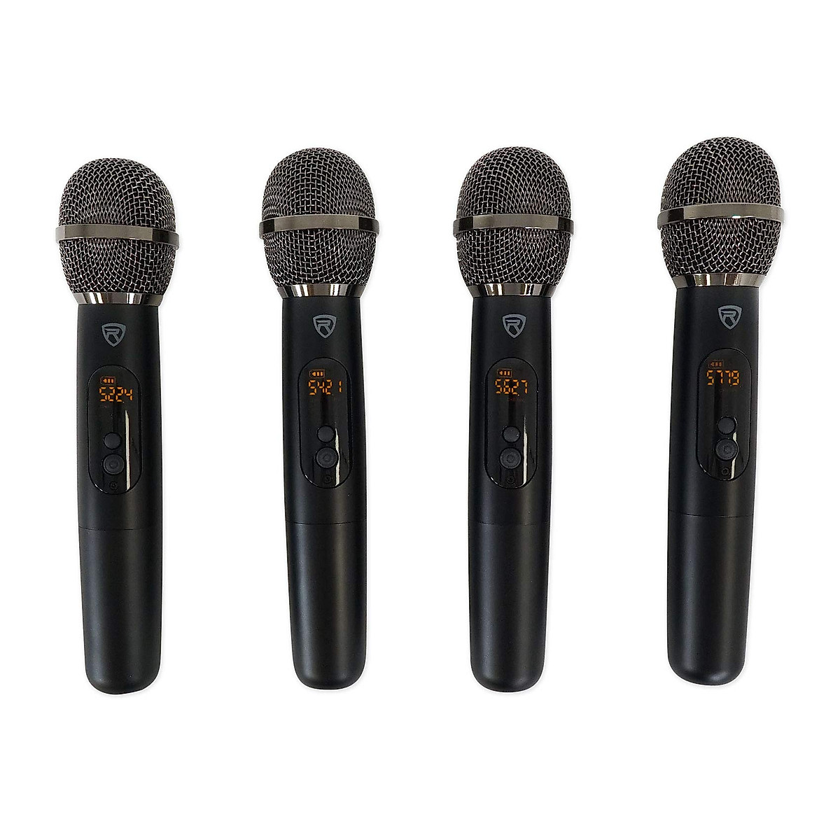 Rockville RWM-4US Quad Wireless UHF 4 Microphone System w/Adjustable Frequency, Black