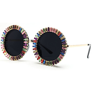 mincl/ 2019 Diamond Color Sunglasses for Lady Exaggerated Personality Female Sun Glasses Female Shades UV400 (Colorful)