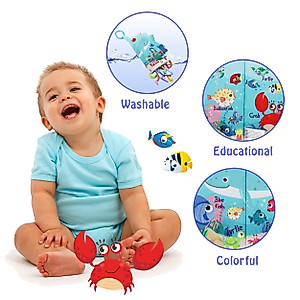Fish Baby Books 0-6 Months,Crinkle Cloth Books for Babies,Touch and Feel Baby Book Toys Infant 0-3-6-12-18 Months, Toddlers,Interactive Infant Sensory Toys,Shower Baby Gifts Christmas for Boys Girls