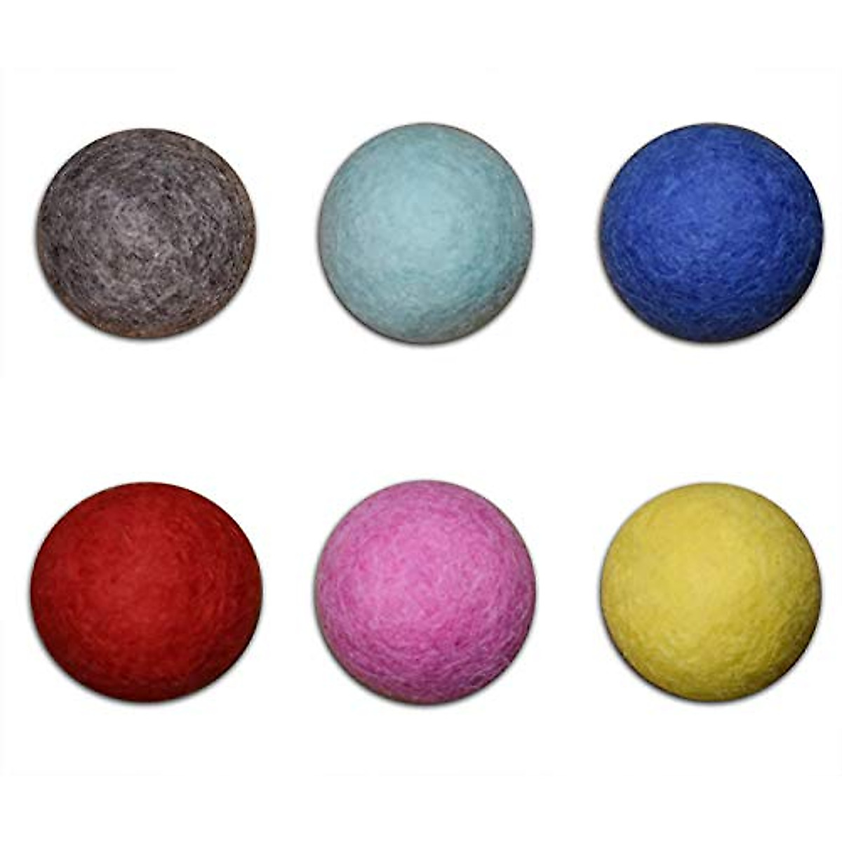 Comfy Pet Supplies Set of 6-100% Wool Felt Ball Toys for Cats and Kittens, Handmade Colorful Eco-Friendly Cat Wool Balls (4cm, Gray Mint Blue Red Pink Yellow)…