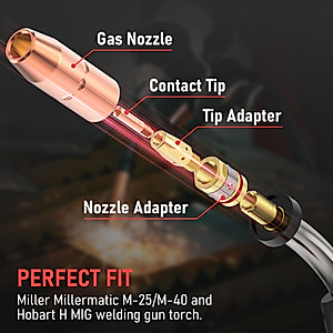 YESWELDER MIG Welding Gun Accessory Kit .035" Tip-Nozzle-Diffuser for Miller Millermatic M-25/M-40 Hobart Torch