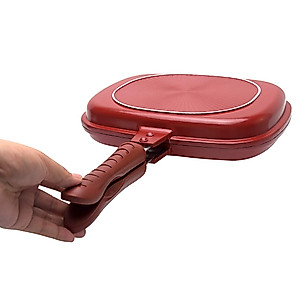 Square Double Sided Frying Pan, Kitchen Non-stick Baking Pancake Pan Omelette Trays, Indoor/Outdoor Camping Sandwich Toaster Grill, Cooks Toasties, Breakfast and More