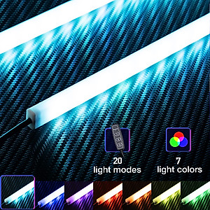 MOTPK Gaming Desk with Power Outlet & LED Lights, Gaming Computer Desk 47inch with PC Storage Shelf, Gaming Table with Carbon Fiber Texture, Gamer Desk, Gift for Boys Men, Black