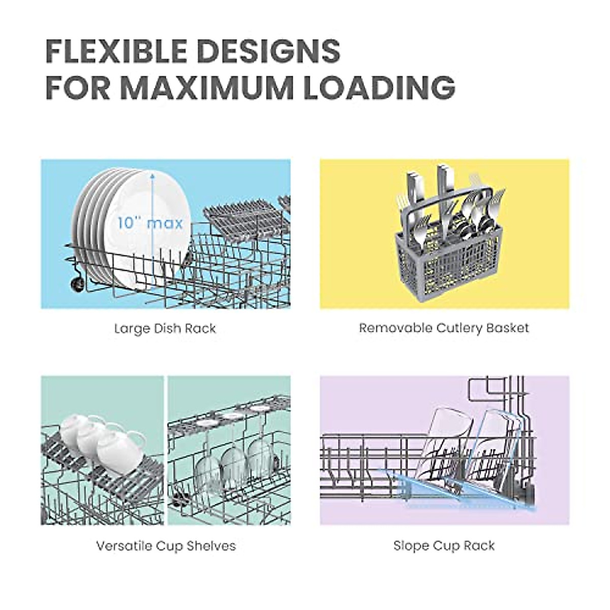 COMFEE’ Countertop Dishwasher, Energy Star Portable Dishwasher, 6 Place Settings, Mini Dishwasher with 8 Washing Programs, Speed, Baby-Care, ECO& Glass, Dish Washer for Dorm, RV& Apartment, White