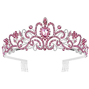 AOPRIE Purple Tiaras and Crowns for Women Girls Princess Crystal Crown with Combs Women's Headbands Bridal Wedding Prom Birthday Party Headbands for Women Pink Silver