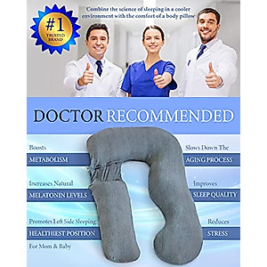 Pharmedoc Pregnancy Pillows, U-Shape Full Body Pillow – Removable Cooling Cover -Dark Grey – Pregnancy Pillows for Sleeping – Body Pillows for Adults, Maternity Pillow and Pregnancy Must Haves